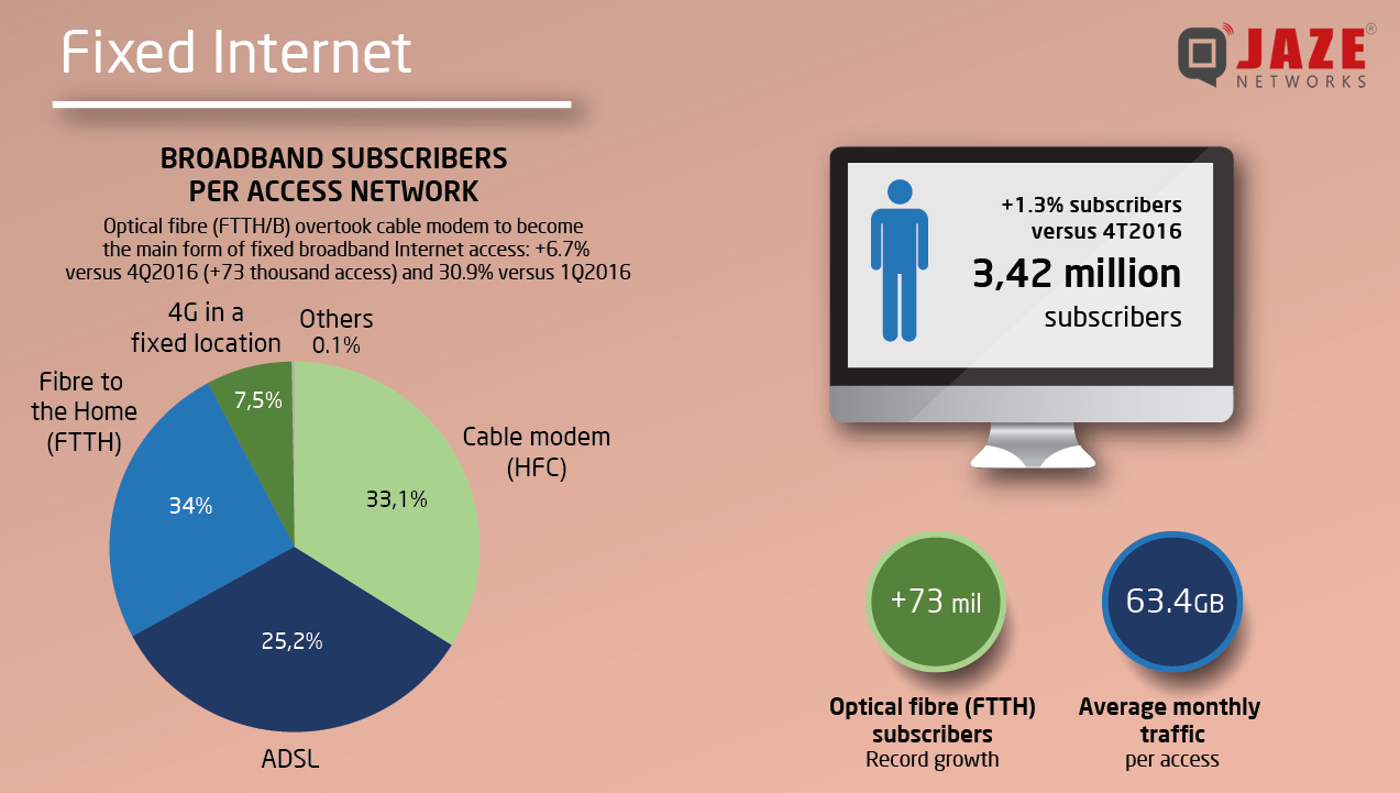 Growth of Fixed Internet subscribers – Jaze Networks